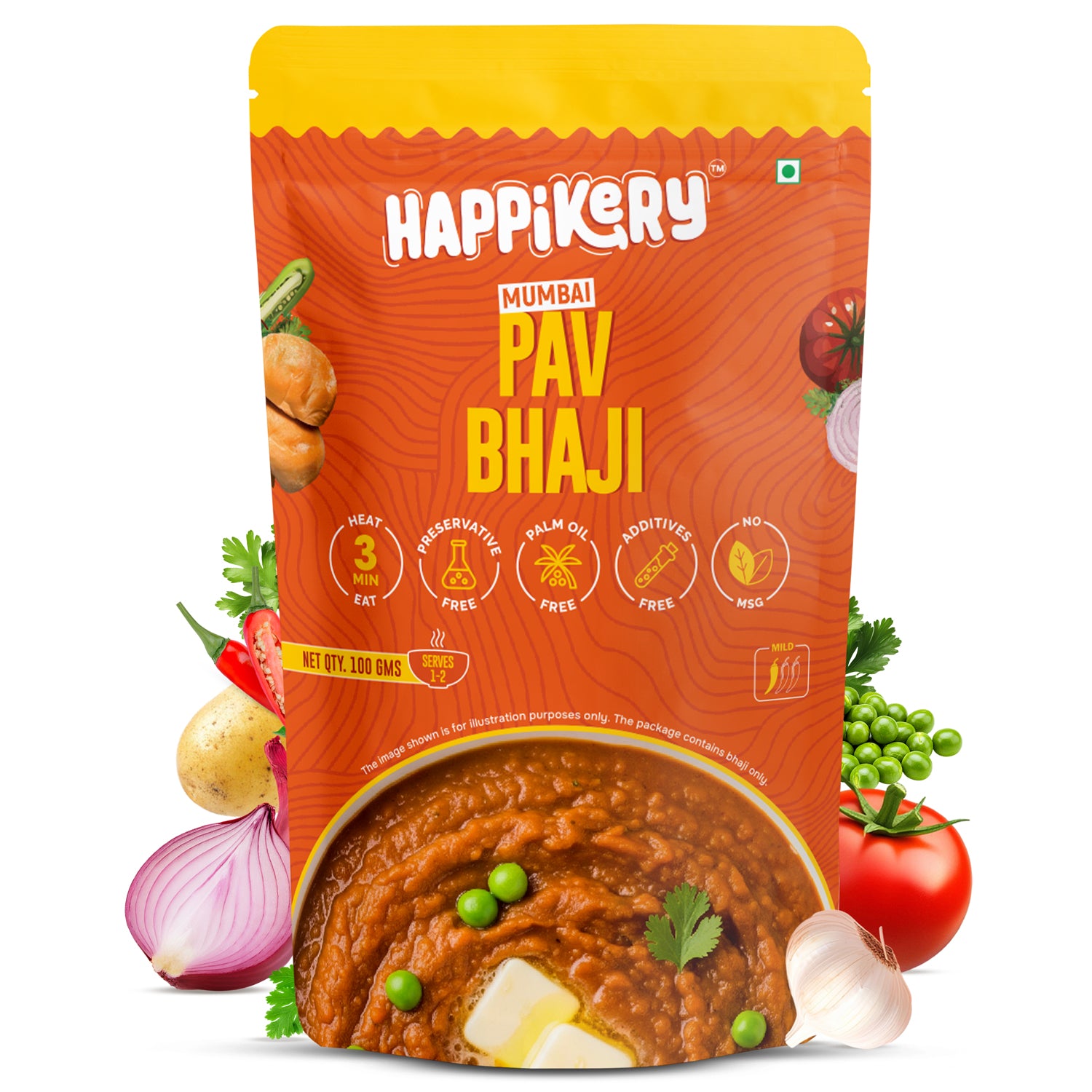 Ready To Eat Pav Bhaji | Instant Pav Bhaji Packet | HappiKery
